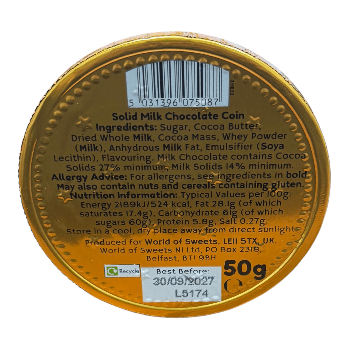 Bonds Giant Gold Santa Coin 50g — Happy Candy UK LTD