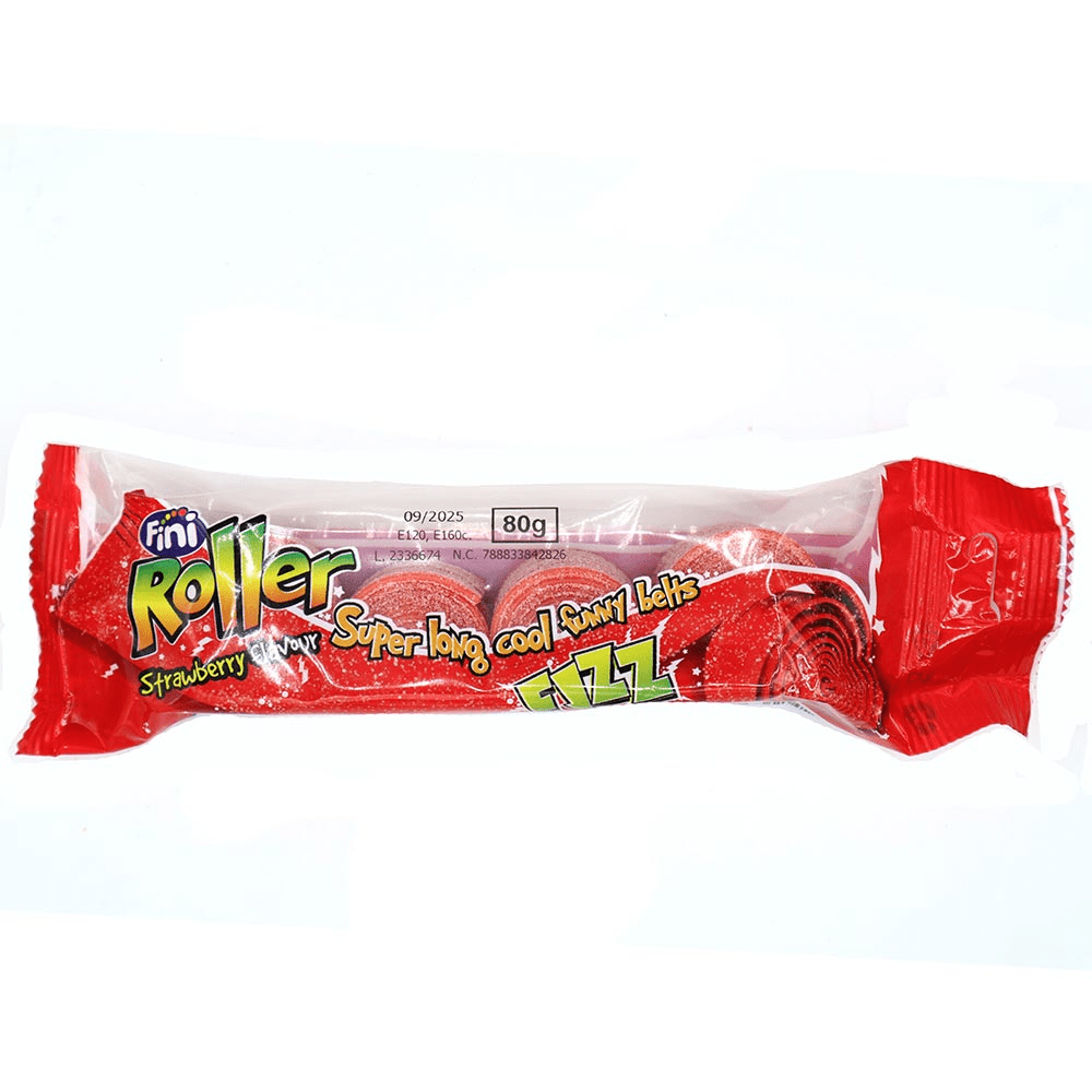 Fini Strawberry Roller Fizz 4 Pack 80g — Happy Candy UK LTD