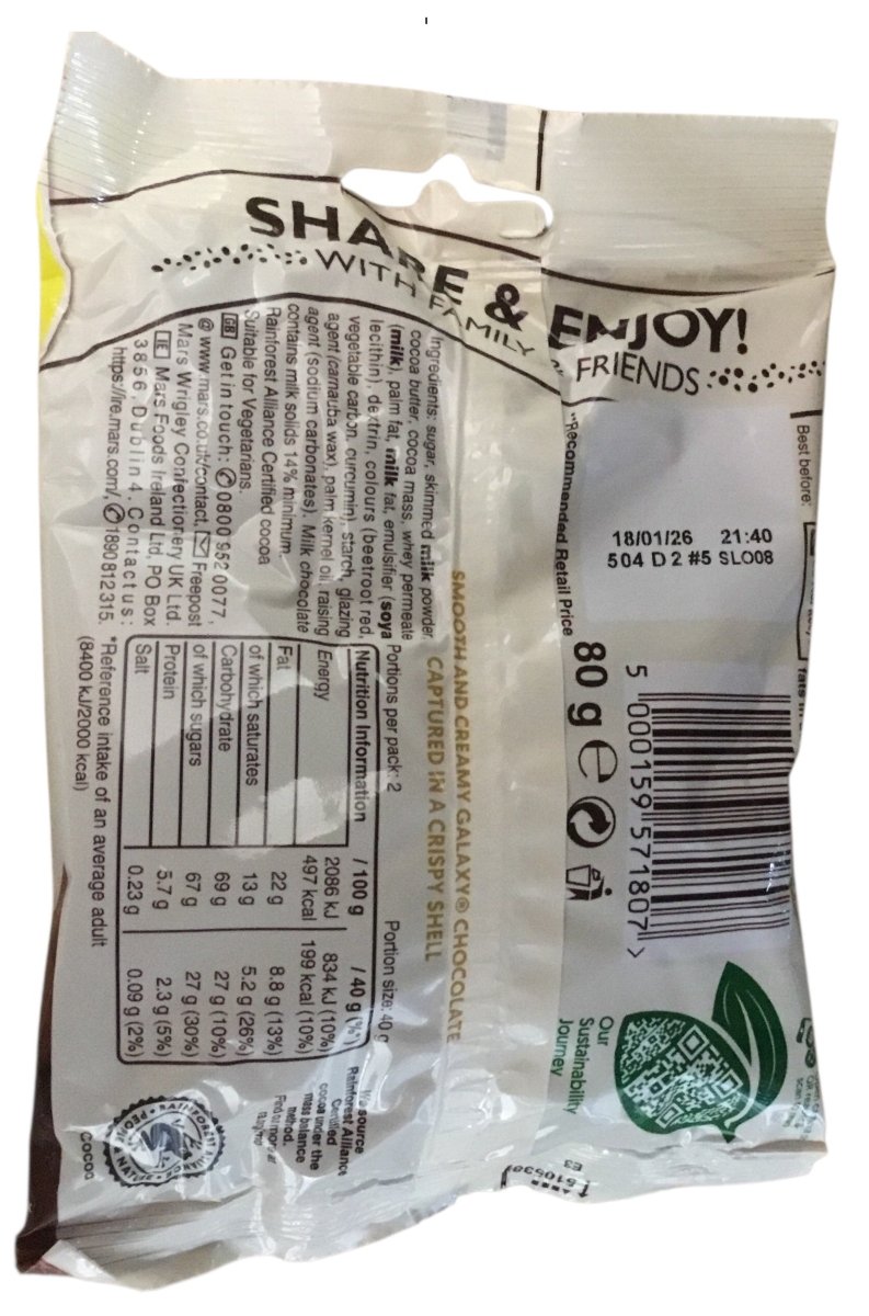 Galaxy Minstrels Milk Chocolate Treat Bags 80g — Happy Candy UK LTD