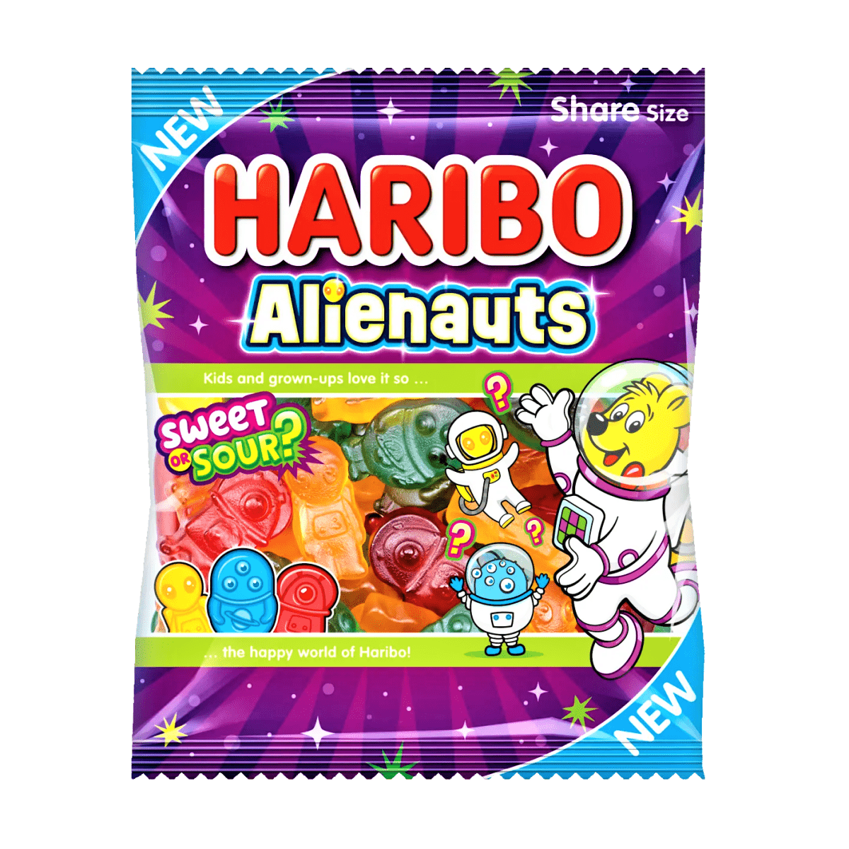 Haribo Alienauts Sweet or Sour? NEW Share Bag 150g — Happy Candy UK LTD