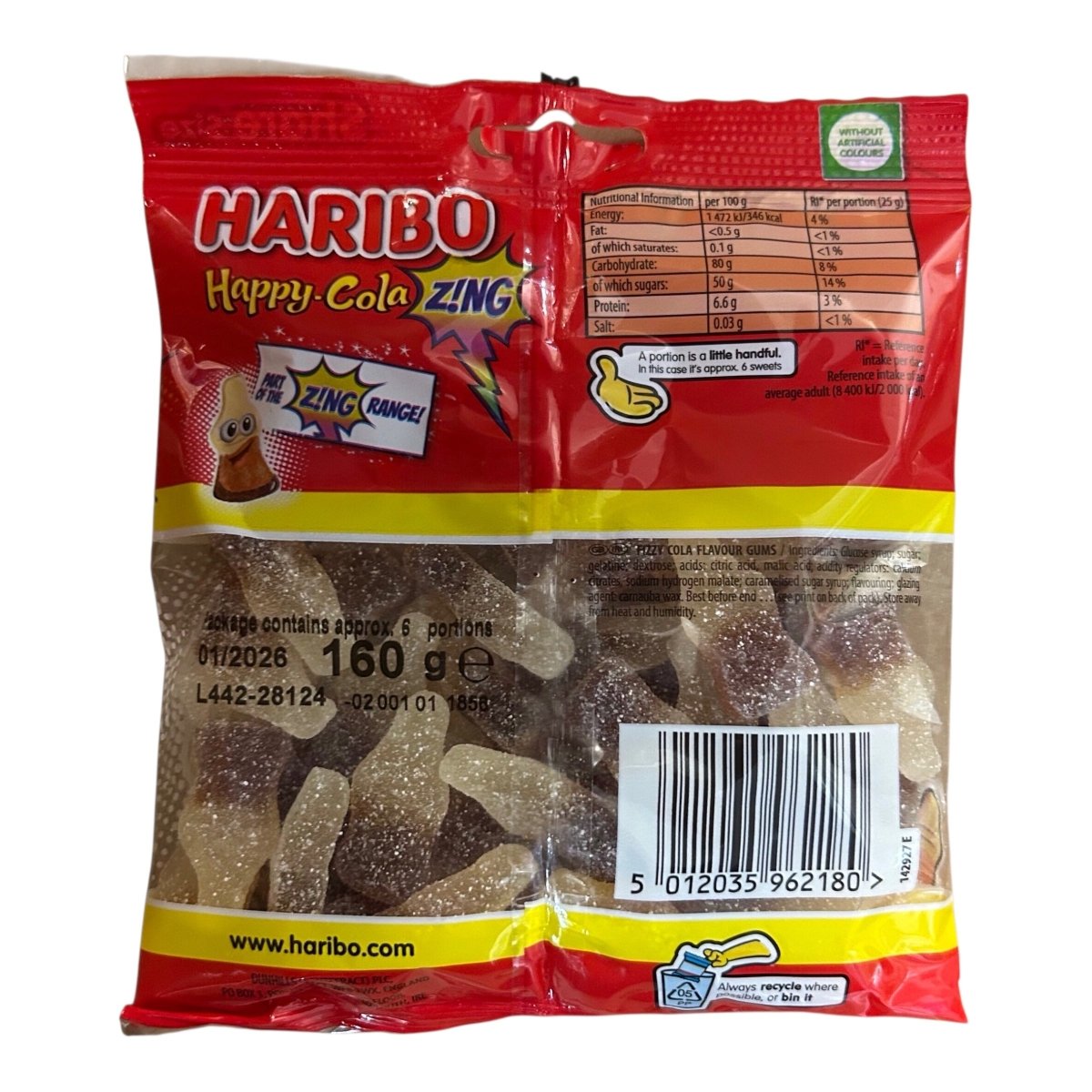 Haribo Happy Cola Zing Share Bag 160g — Happy Candy UK LTD