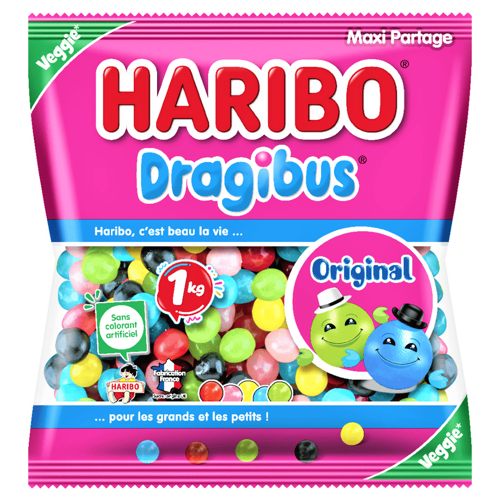 Haribo International DRAGIBUS ORIGINAL 1KG Maxi Pack (FRANCE) — Happy ...