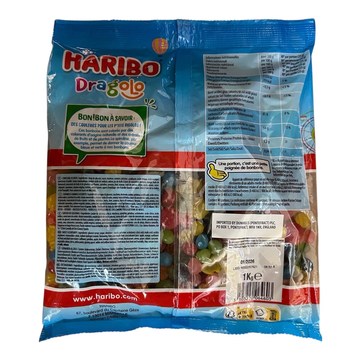 Haribo International DRAGOLO 1KG Maxi Pack (FRANCE) — Happy Candy UK LTD