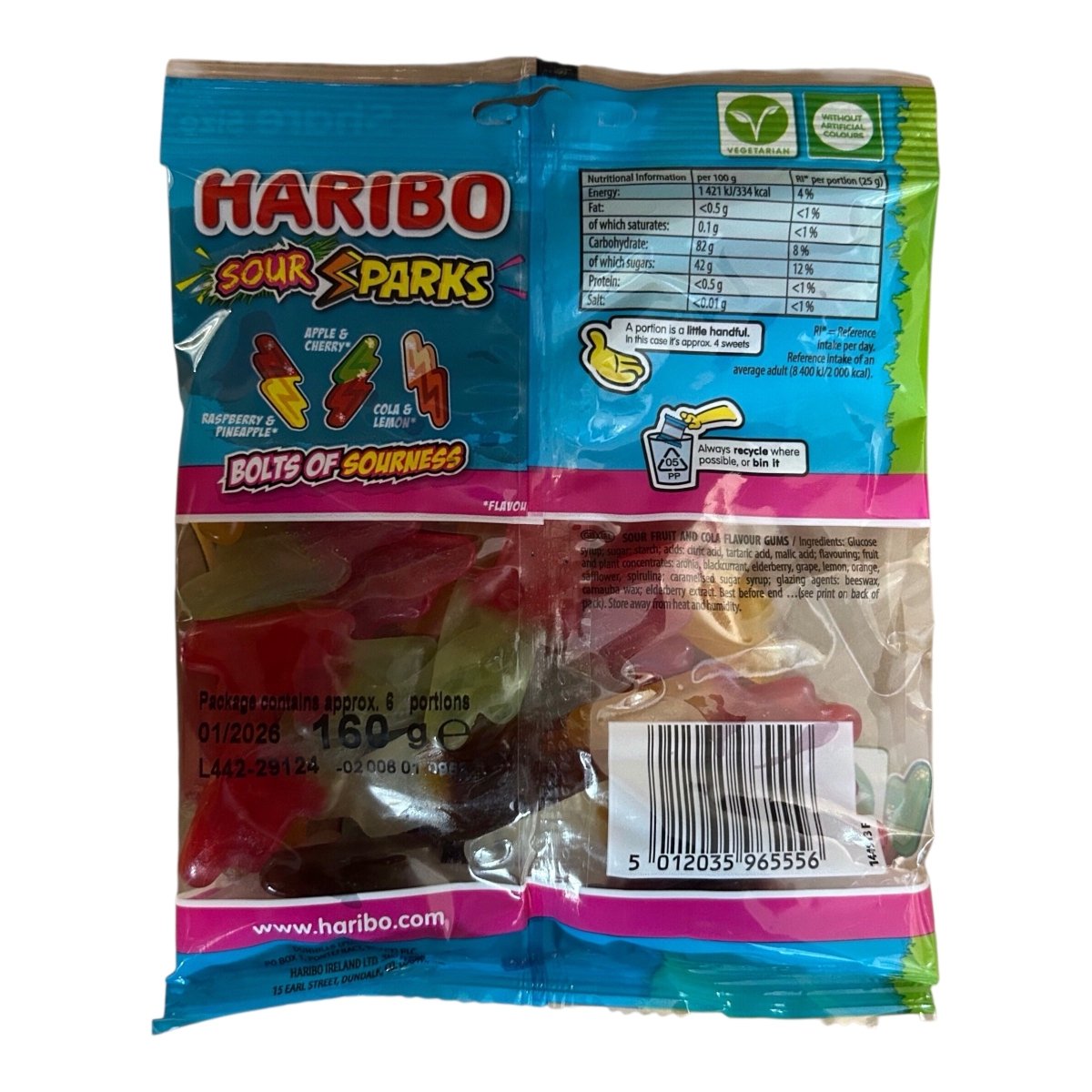 Haribo Sour Sparks Share Bag 160g — Happy Candy UK LTD