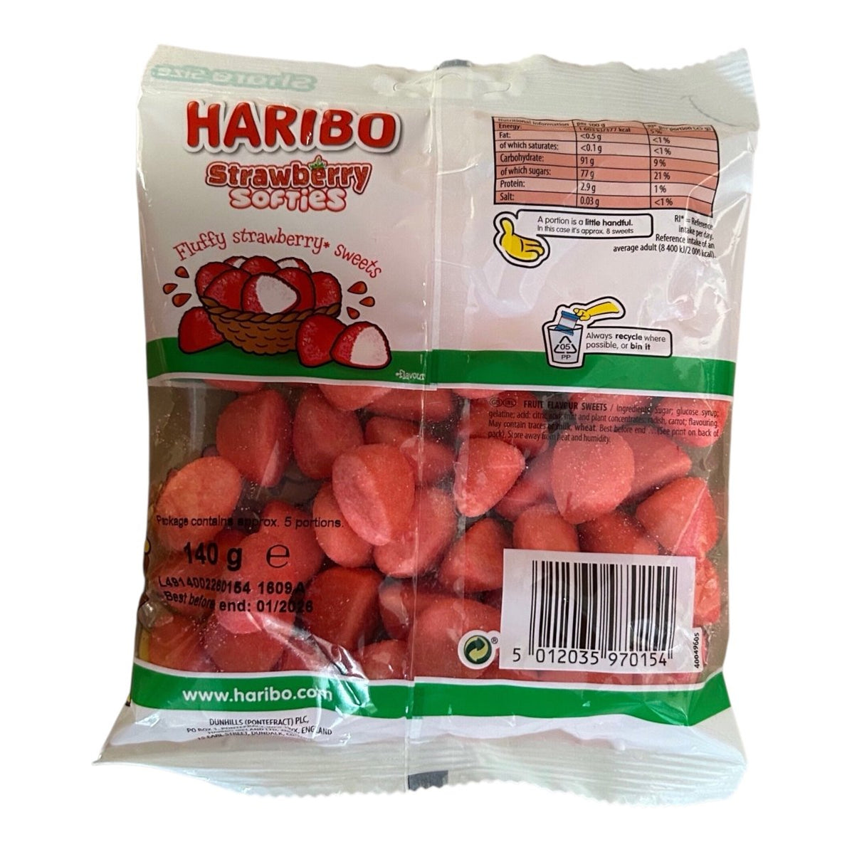 Haribo Strawberry Softies Share Bag 140g — Happy Candy UK LTD