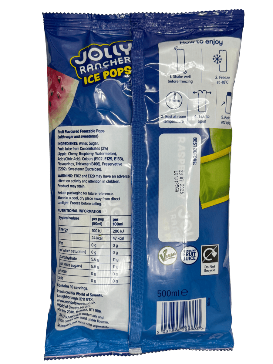 Jolly Rancher Ice Pops 10 Pack Multipack 500ml — Happy Candy UK LTD