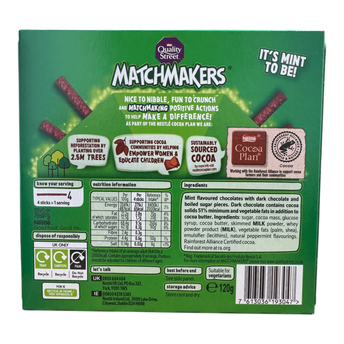 Nestle Quality Street Matchmakers Cool Mint Chocolate Gift Box 120g ...