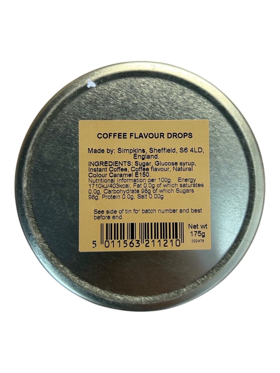 Simpkins Coffee Flavoured Drops Travel Tin 175g — Happy Candy UK LTD