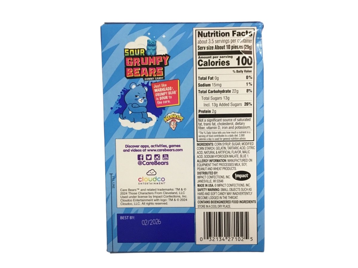 Warheads Care Bears Sour Grumpy Bears Box (USA) 99g — Happy Candy UK LTD