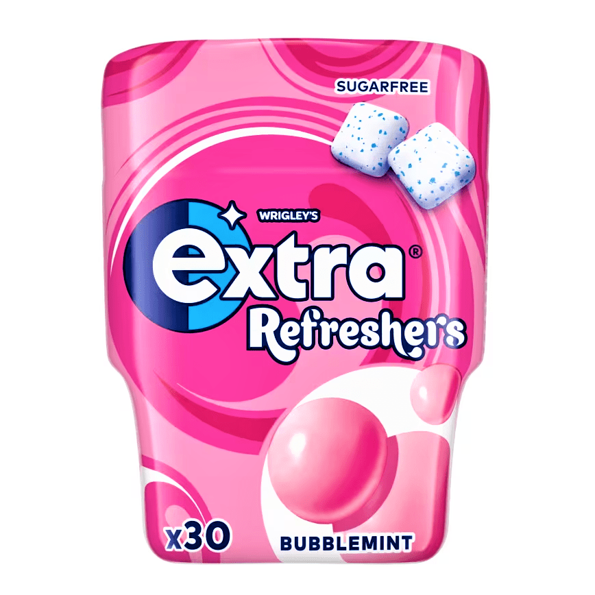 Wrigley's Extra Refreshers BUBBLEMINT Chewing Gum 30 Piece Tub 67g ...