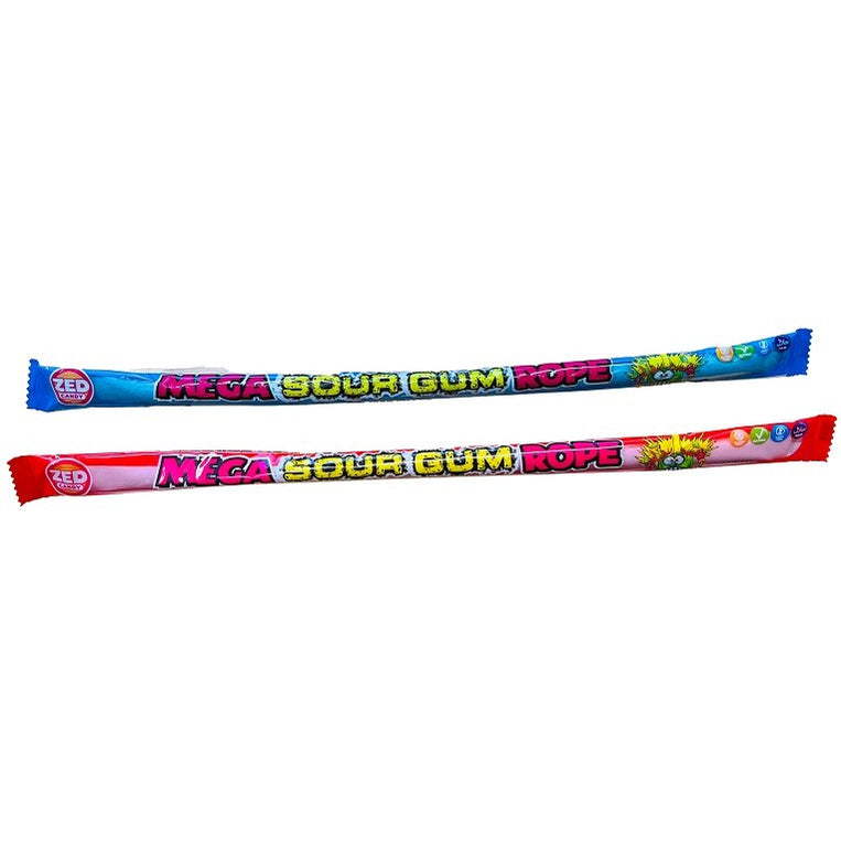 Zed Blue Razz & Cherry Mega Sour Gum Rope 2 Pack (2x30g) - Happy Candy ...