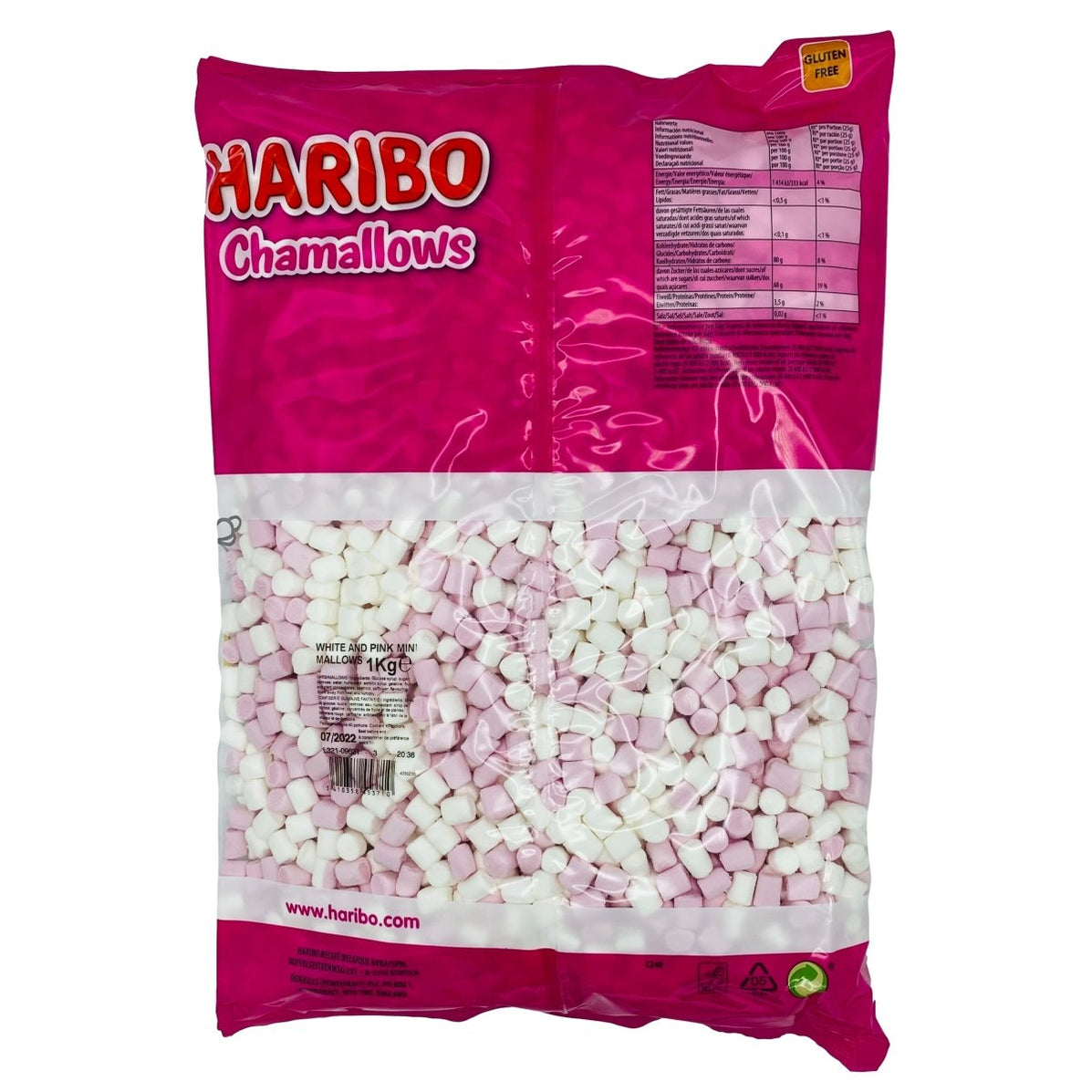 Haribo Chamallows Pink & White Mini Marshmallows 1kg Bulk Bag - Happy ...